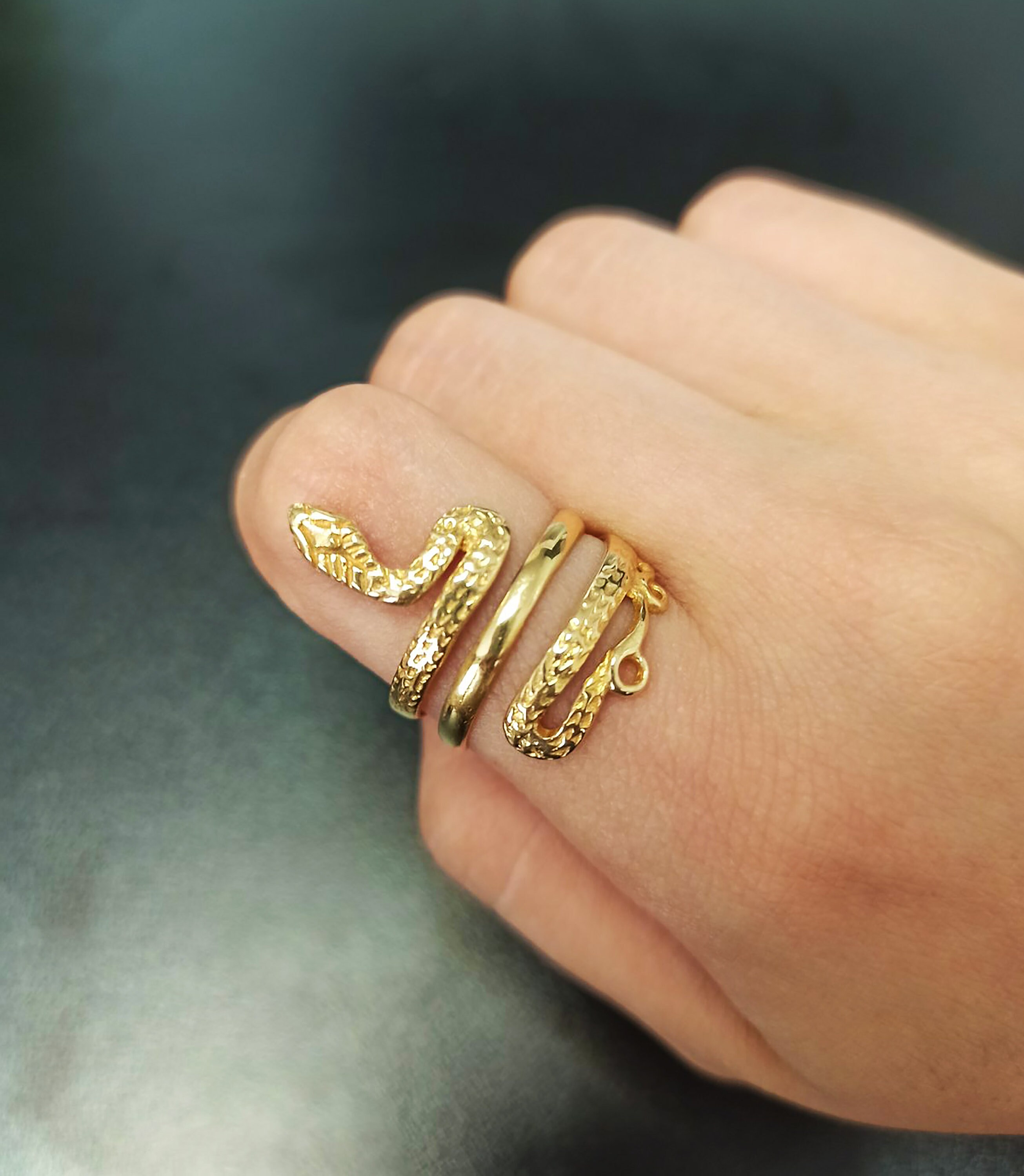 14K Gold Wrap Snake Ring Statement Serpent Ring Solid Gold | Etsy