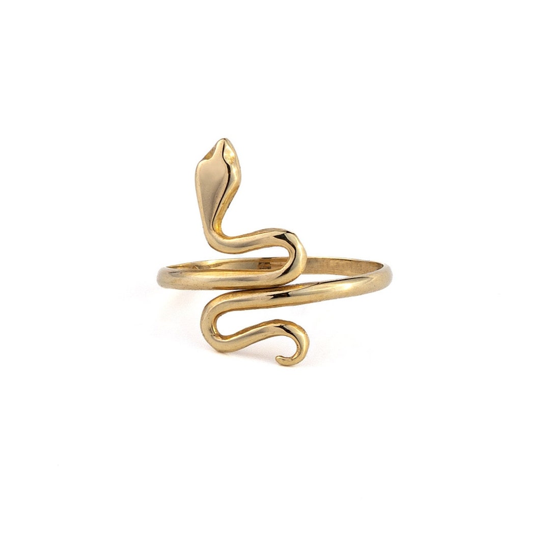 14K Gold Snake Ring Minimal Serpent Ring Solid Gold Vintage - Etsy