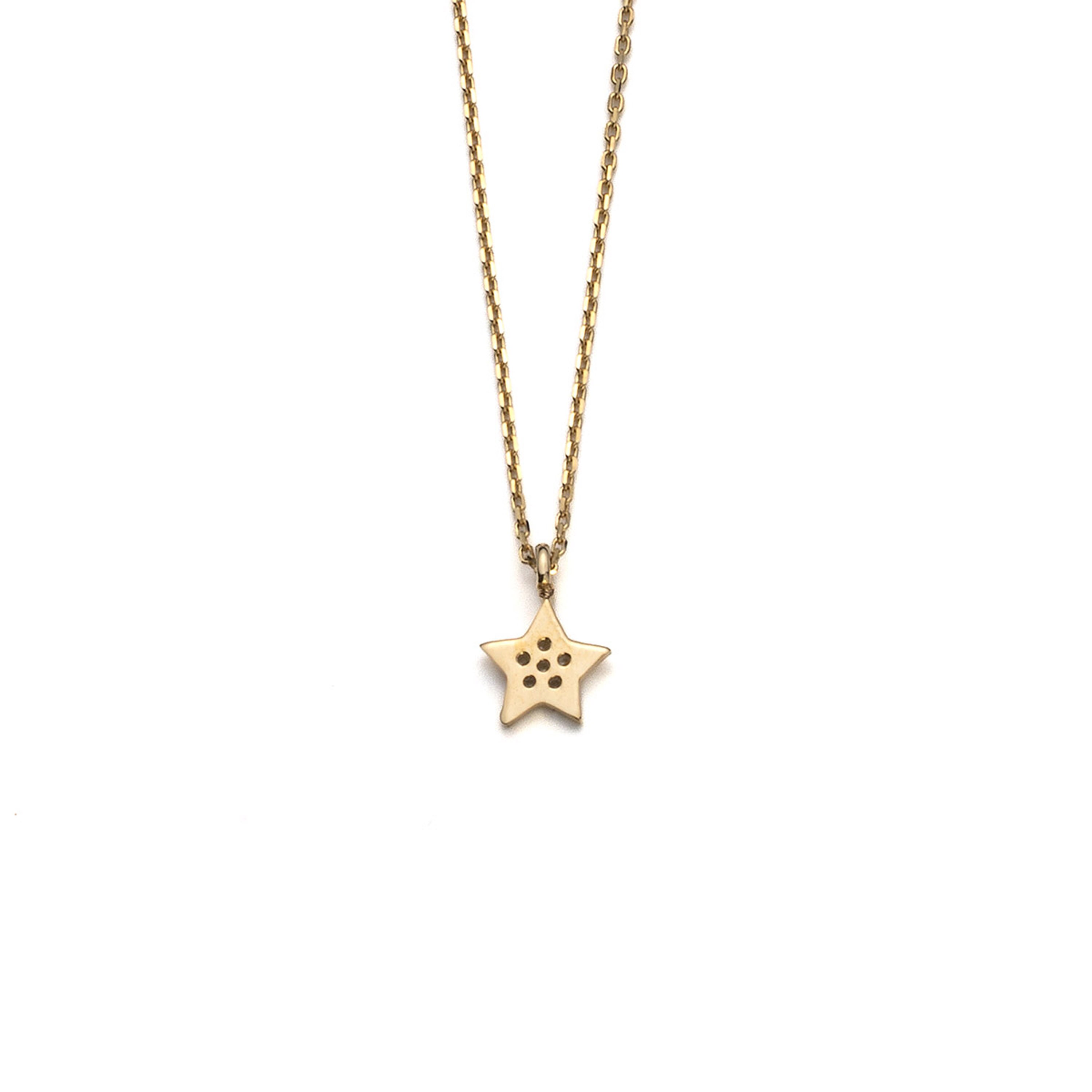 Tiny Star Necklace 14K Gold, Real Gold Little Charm Stars Necklace ...
