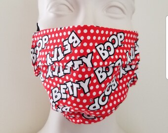 Betty Boop Face Mask 2 PM2.5 Filters USA Betty Boop, Fabric Face Mask ...