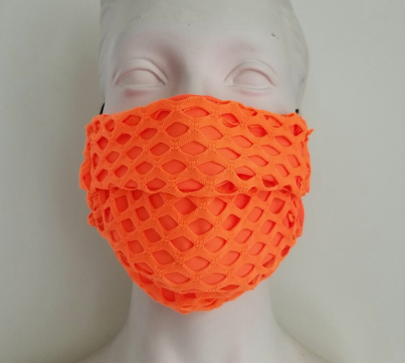 NEON ORANGE FISHNET Face Mask - Etsy