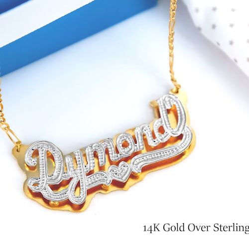 Double Plated Name Necklace Nameplate Necklace Custom Name - Etsy