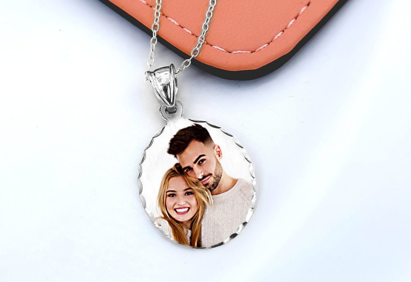 Portrait Pendant Diamond Cut Color Photo Pendant Photo | Etsy