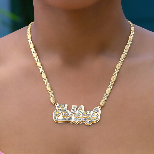Name Necklace Double Name Plate Name Plate Nameplate - Etsy
