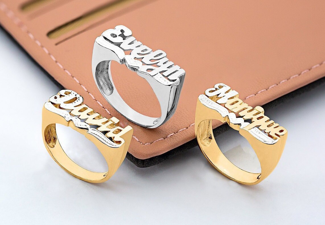 Personalized Name Ring Diamond Cut Personalized Ring - Etsy
