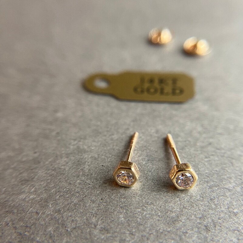 Hexagon Stud Earrings - Etsy