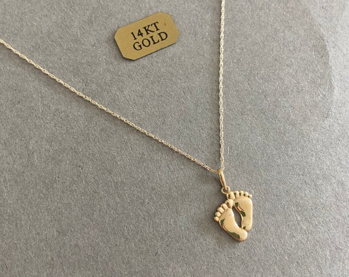 14K Solid Gold Tiny Mini Baby Feet Necklace 14K Solid Gold - Etsy