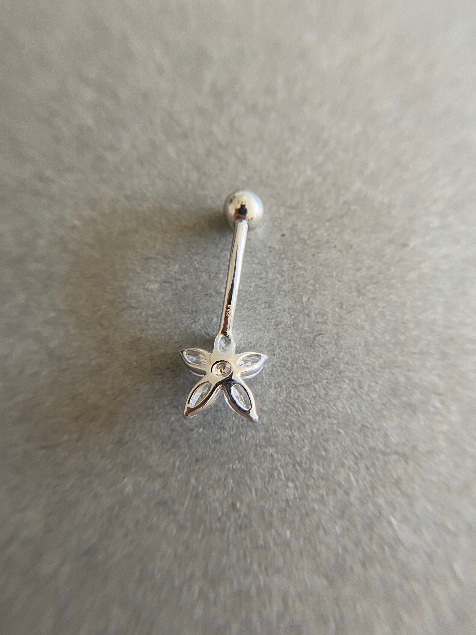 Sterling Silver CZ Flower Belly Button Rings Navel - Etsy