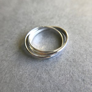 Silver *thin* Triple Interlocked Ring, Multi Band Rings, Intertwining ...