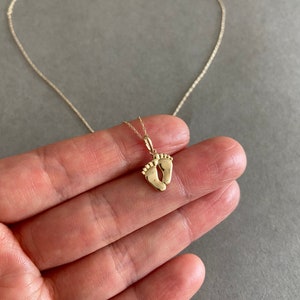 14K Solid Gold Tiny Mini Baby Feet Necklace - 14K Solid Gold - Etsy