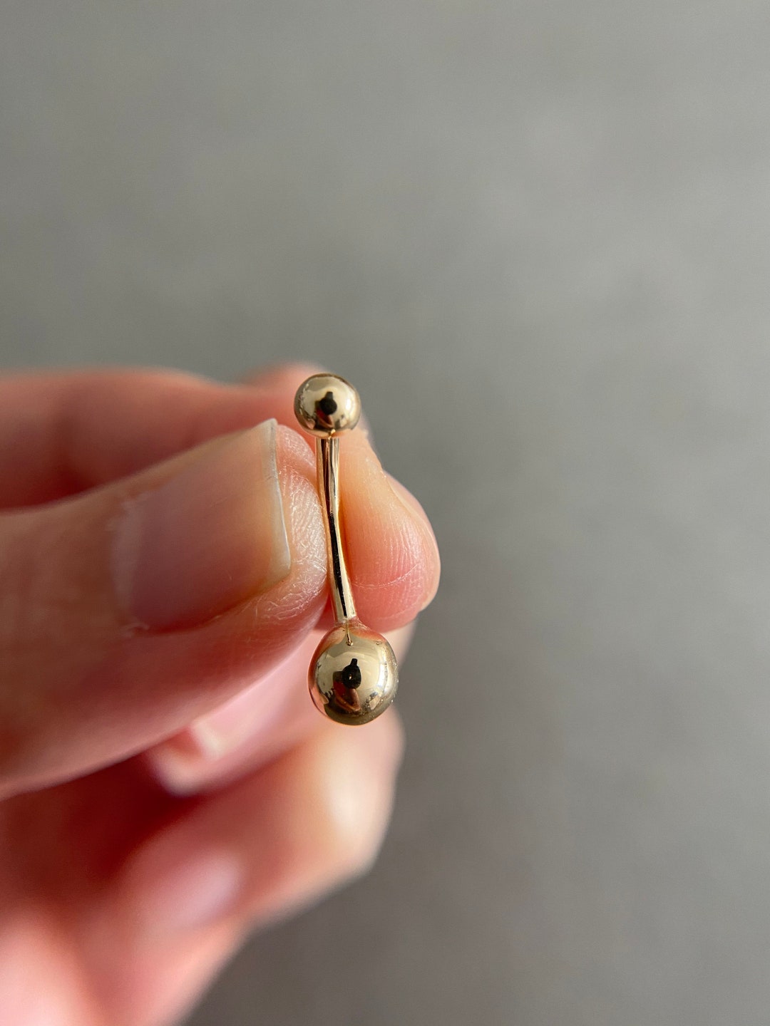 14K Solid Gold/ Ball Belly Button Rings, Navel Piercing,belly Barbell ...