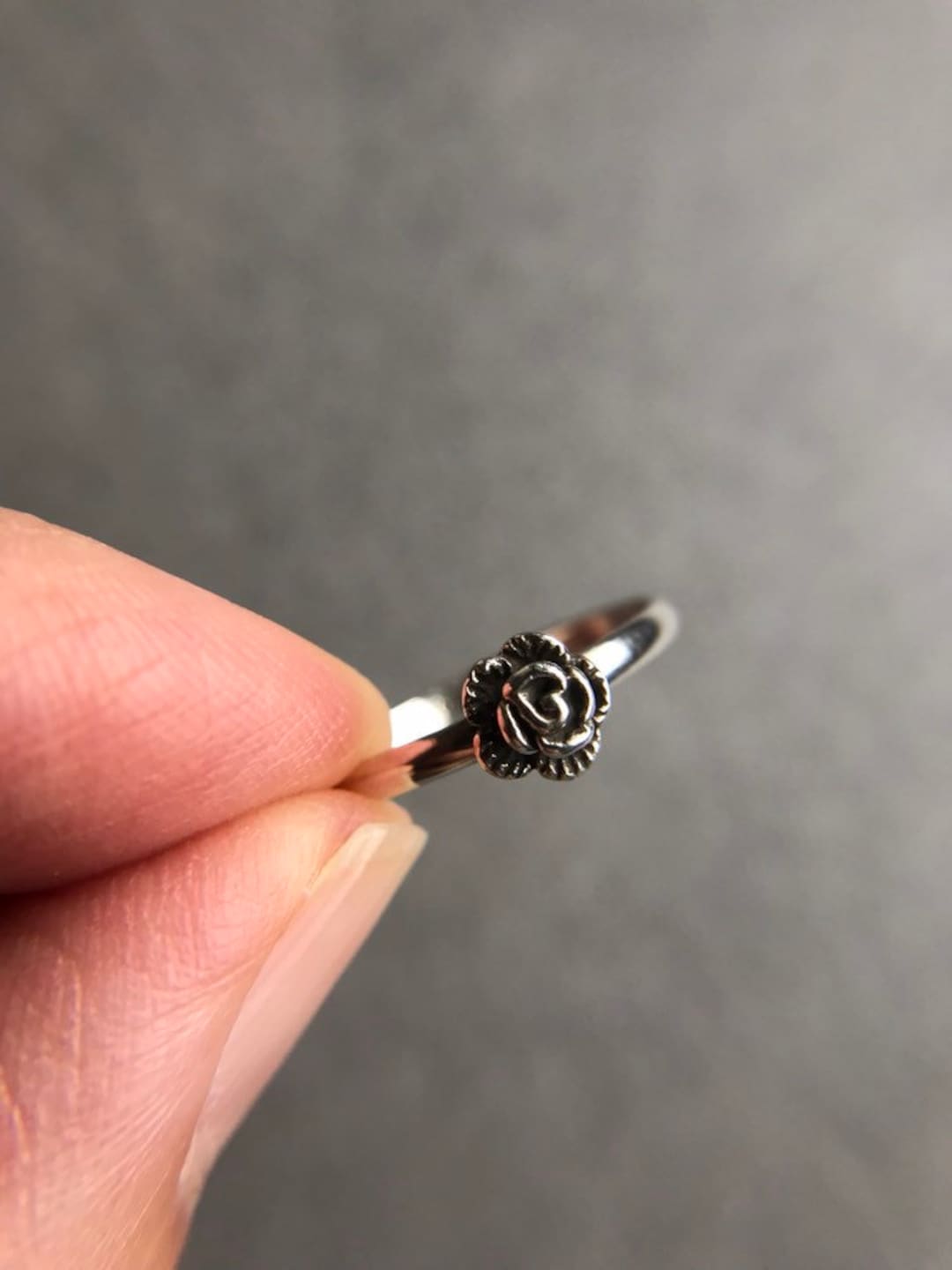 Silver Tiny Type A Rose Flower Ring - Sterling Silver [R1003] - Etsy