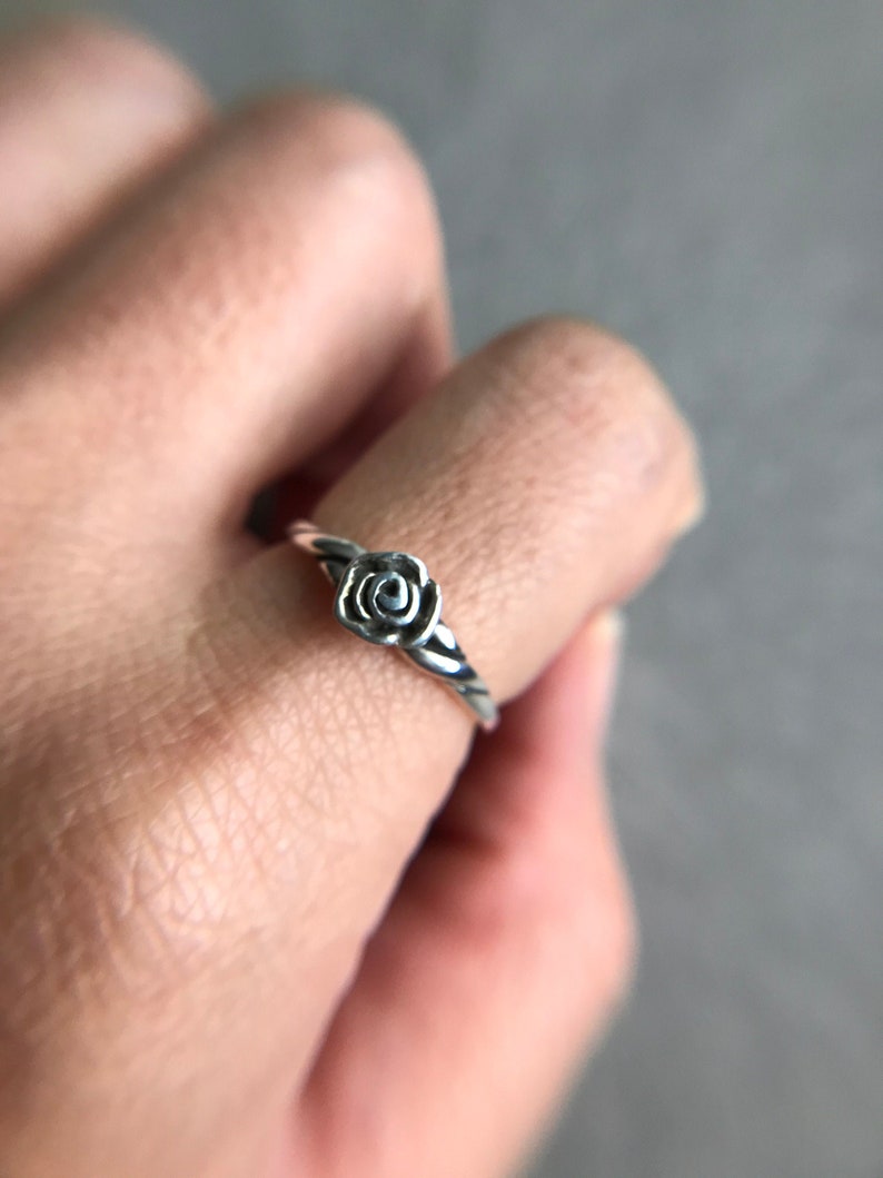 Silver Tiny Type B Rose Ring - Sterling Silver [R1027] - Etsy
