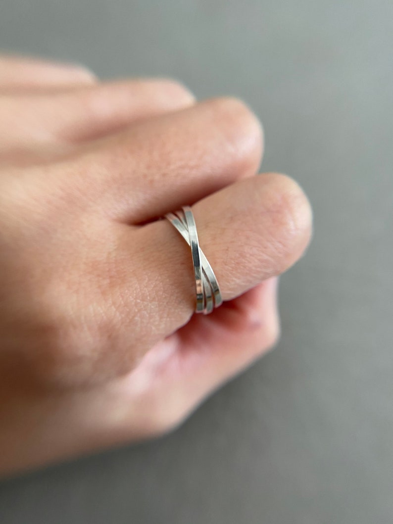 Silver flat Triple Interlocked Ring Multi Band Rings - Etsy