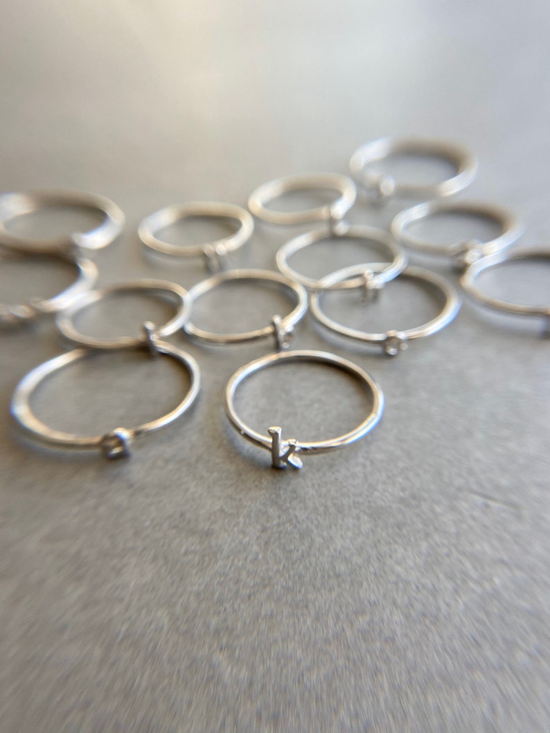 Silver Initial Midi Ringtiny Initial Ring Silver Letter - Etsy