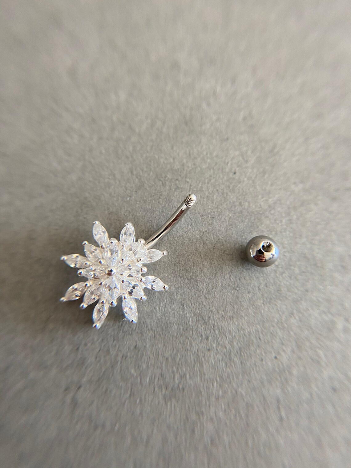Sterling Silver CZ Flower Belly Button Rings, Navel Piercing,belly ...