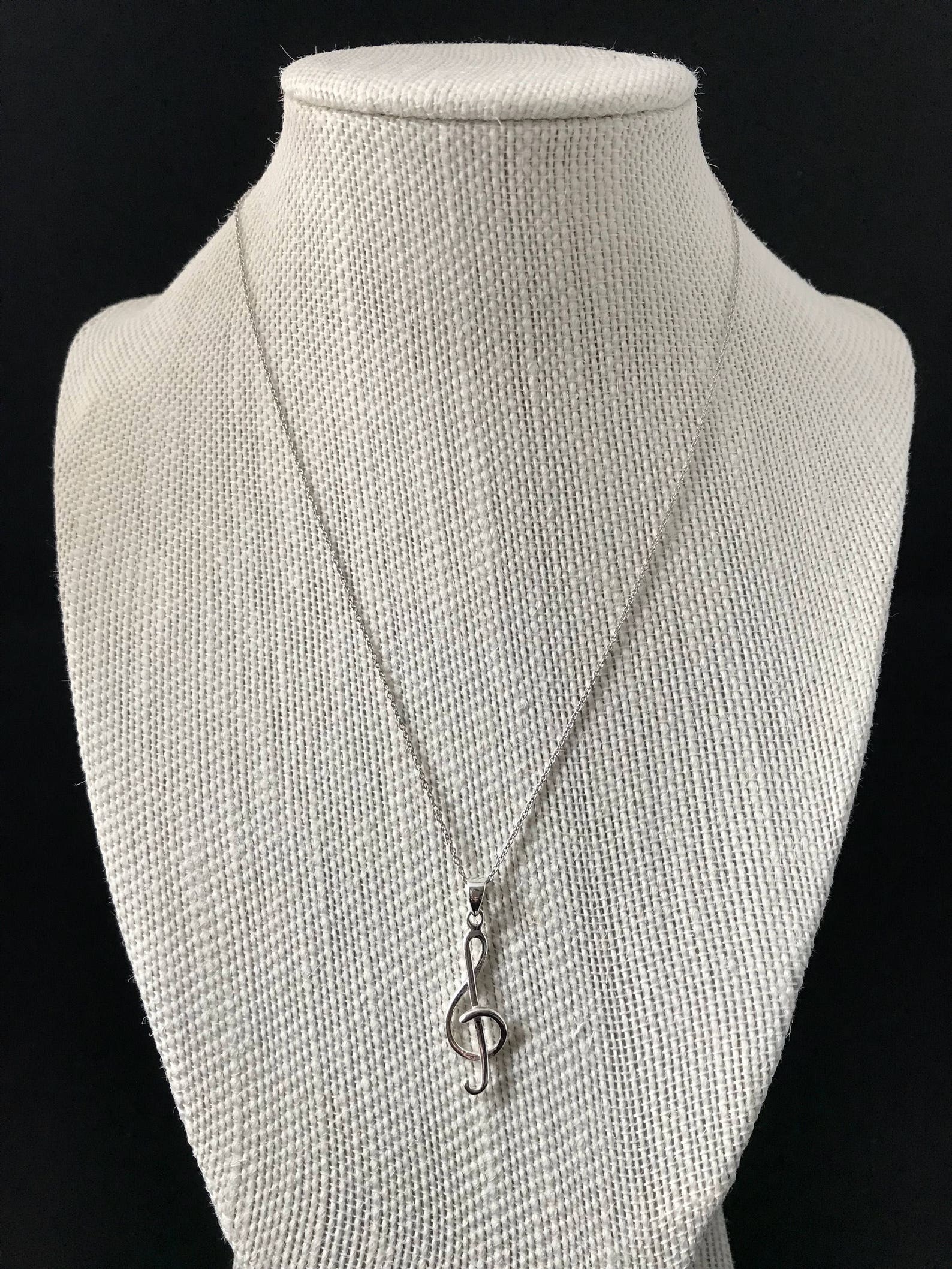 Silver Music Note Necklace - Sterling Silver - Etsy