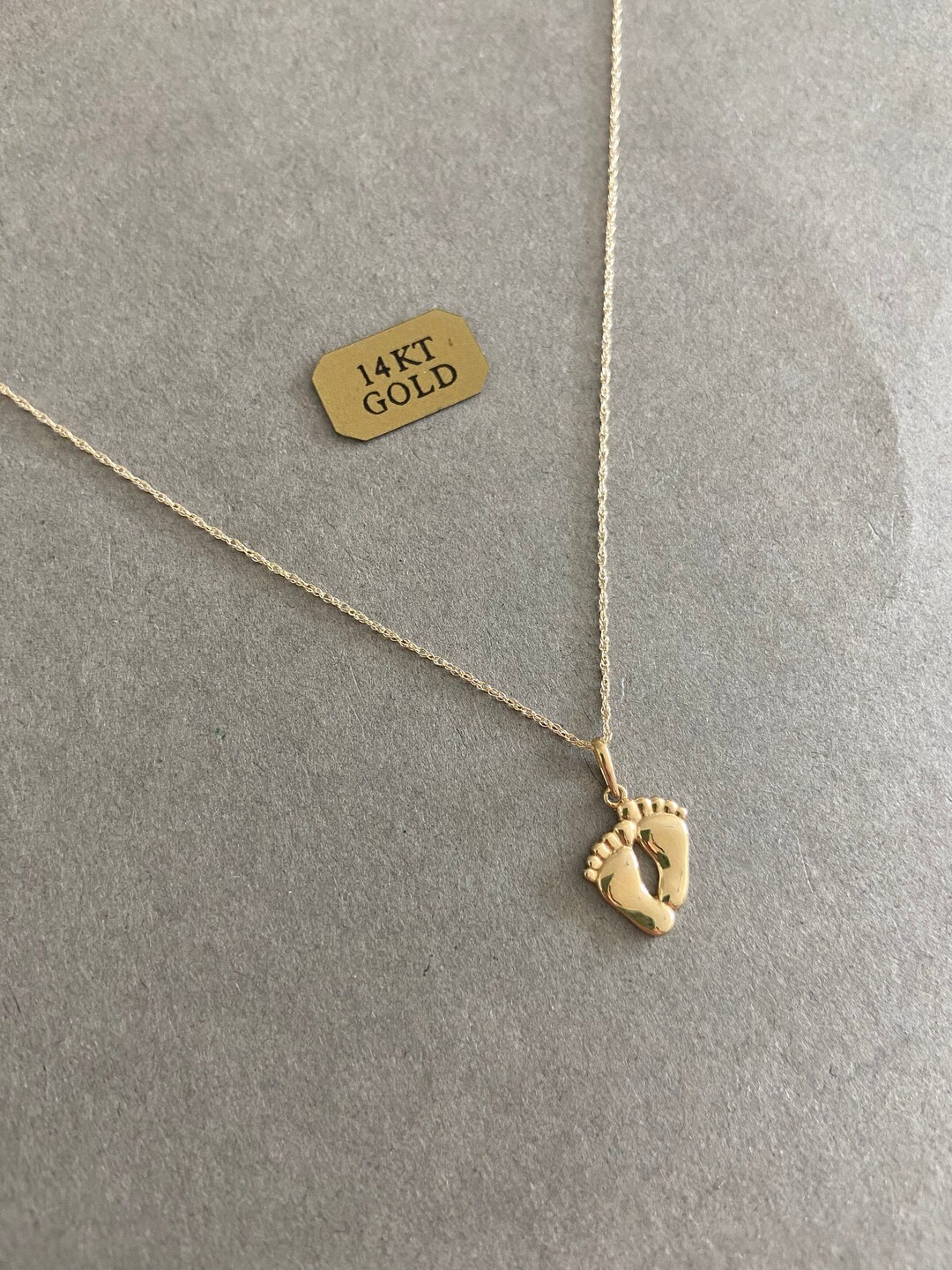 14K Solid Gold Tiny Mini Baby Feet Necklace - 14K Solid Gold - Etsy