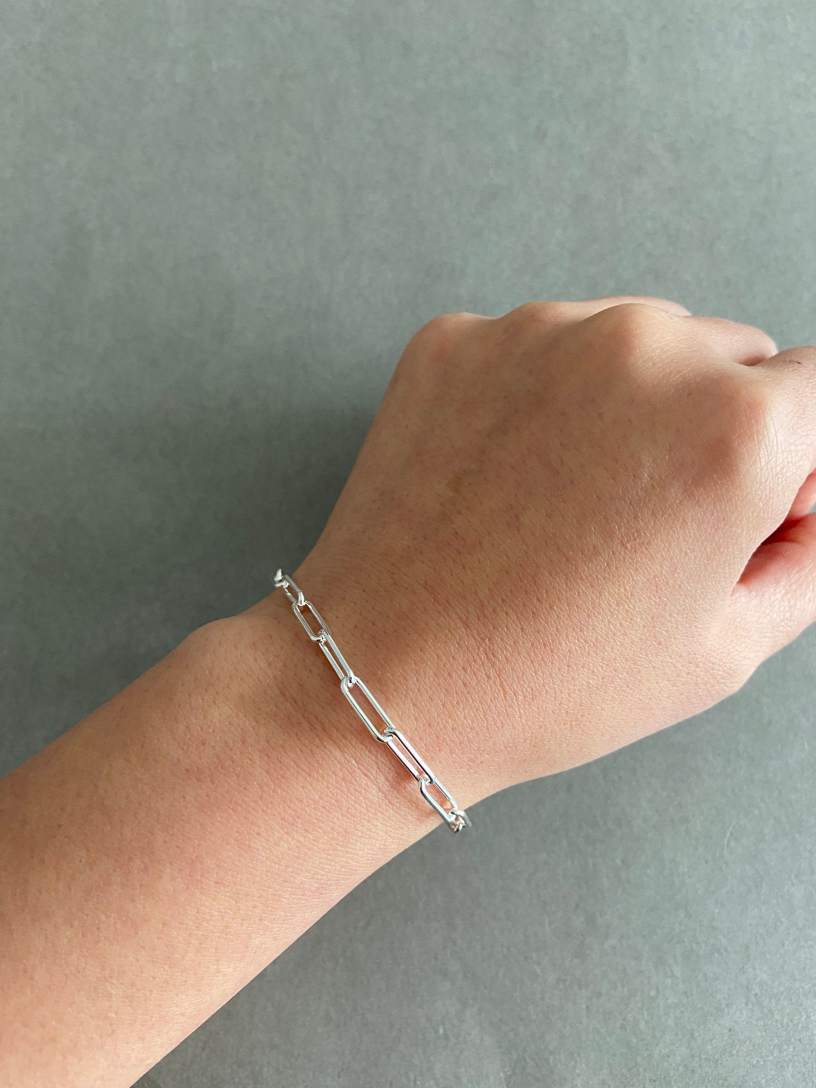 Sterling Silver Chain Link Paper Clip Chain Bracelet - Etsy