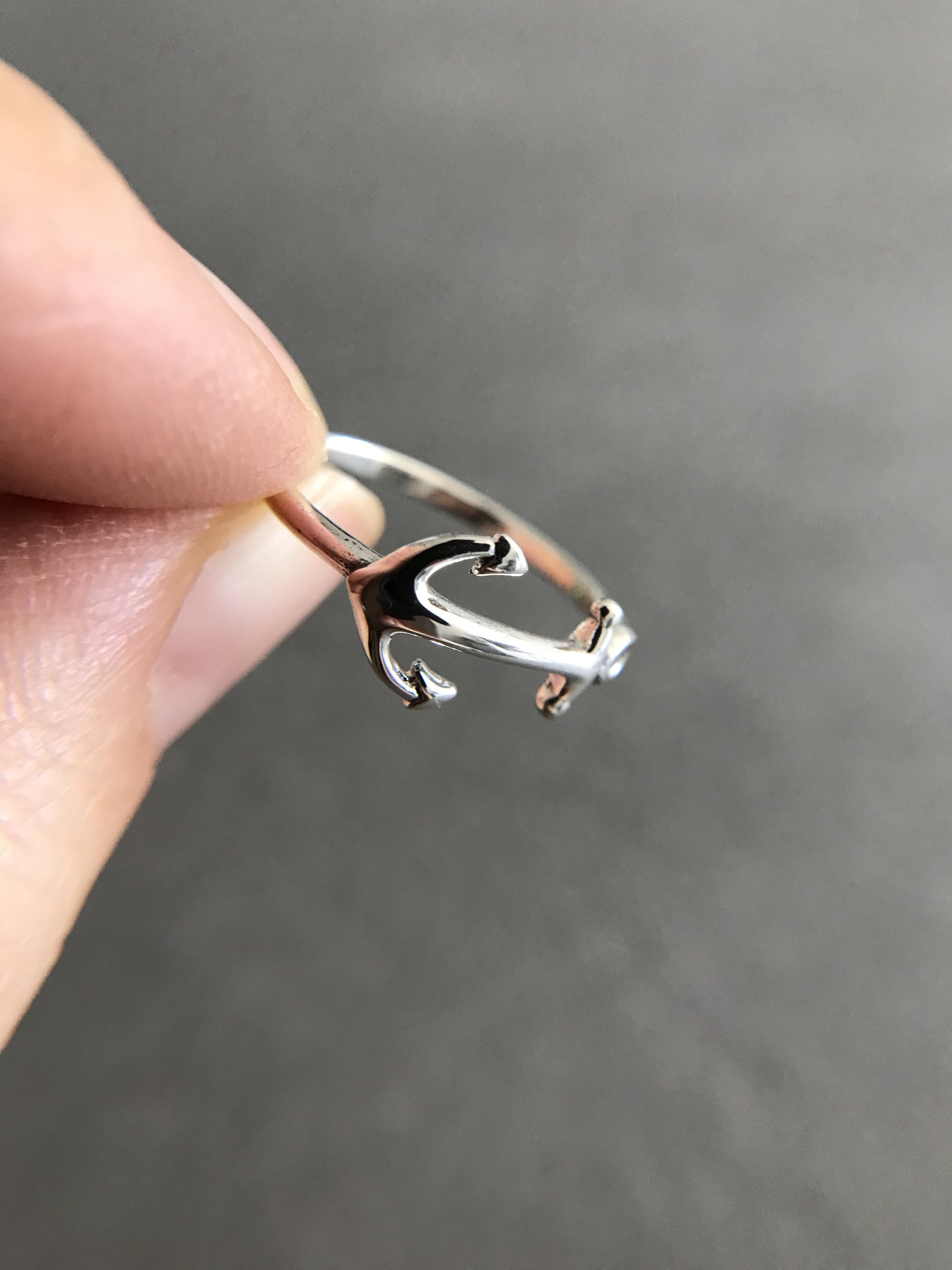 Sterling Silver Anchor Type B Ring,sideways Anchor Ring, Nautical Ring ...