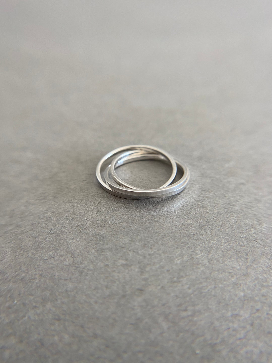 Silver *flat* Triple Interlocked Ring, Multi Band Rings, Intertwining ...