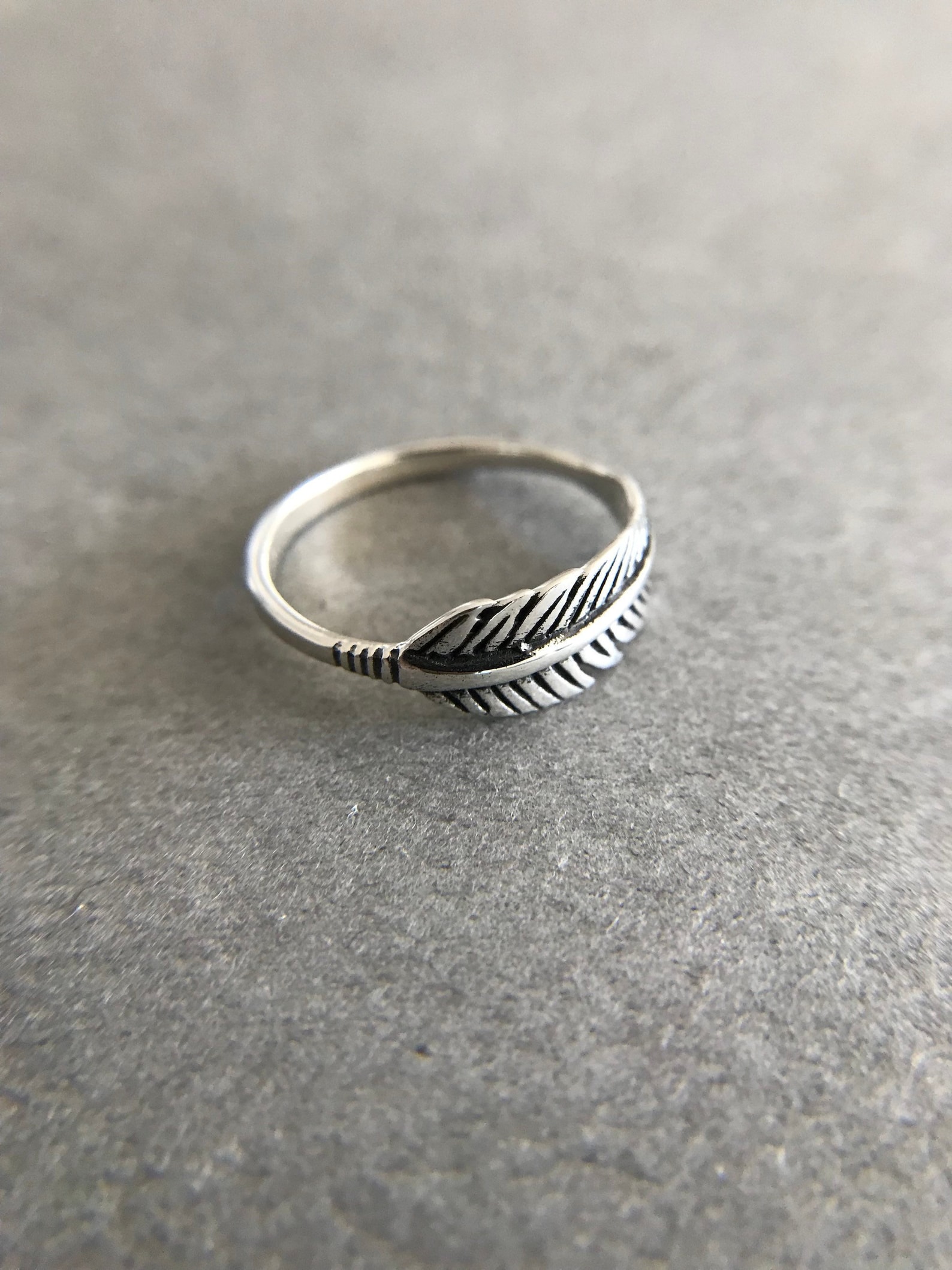 Sterling Silver Feather Ring, Simple Minimalist Ring, Thin Silver Ring ...