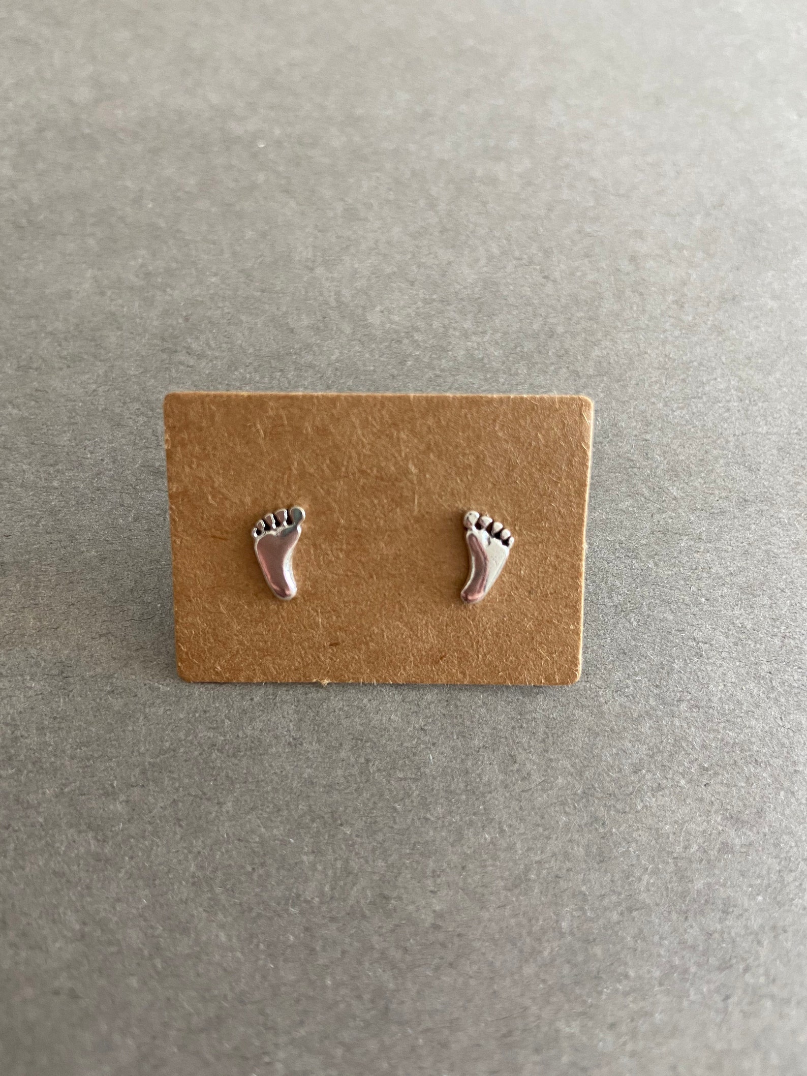 Silver Tiny Baby Foot Footprint Stud Earrings - Sterling Silver ...