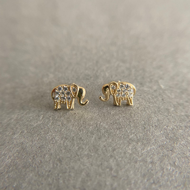 Gold Elephant Earrings - Etsy