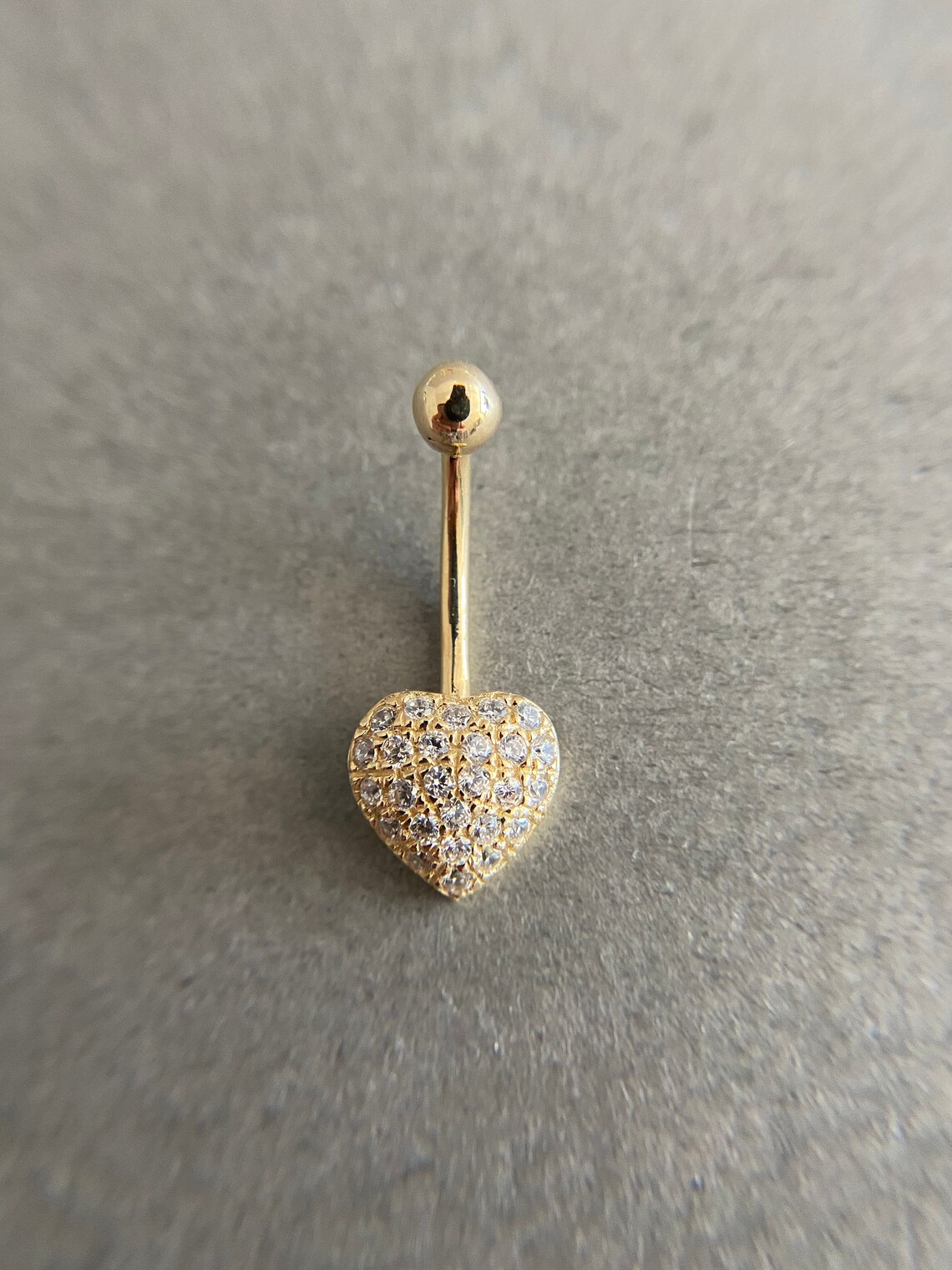 14K Solid Gold/ CZ Heart Belly Button Rings Navel - Etsy