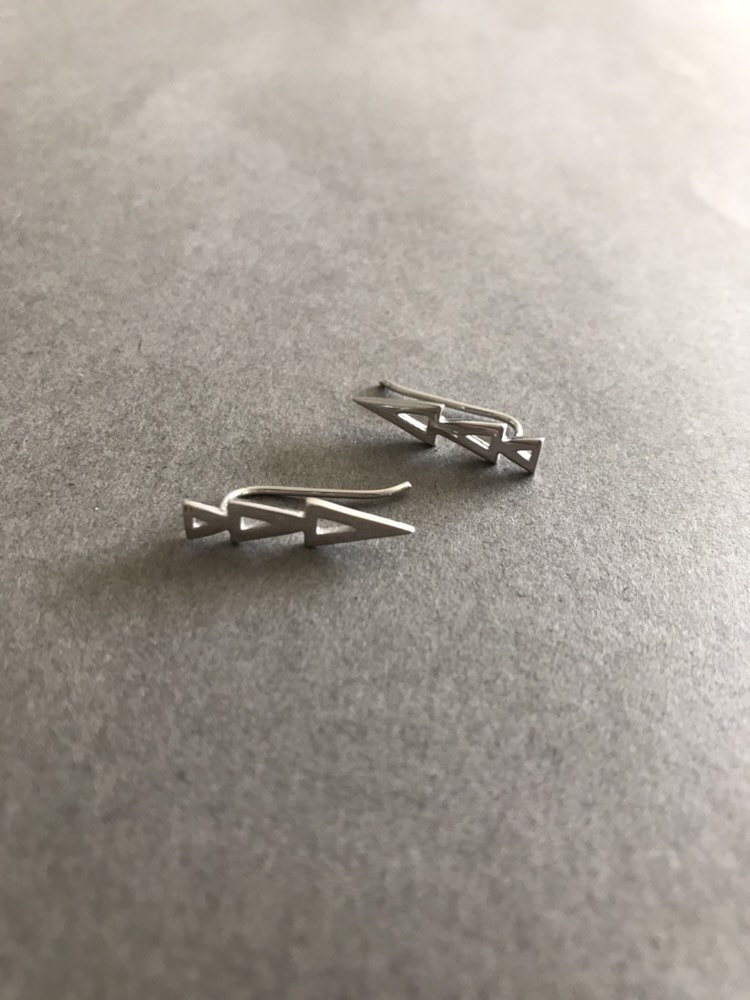 Silver Three Triangle Ear Climber Ear Crawler - Sterling Silver - Etsy