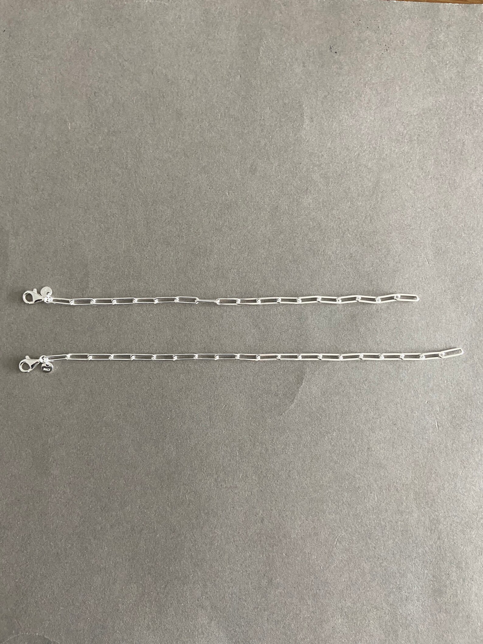 Sterling Silver Chain Link Paper Clip Chain Bracelet - Etsy
