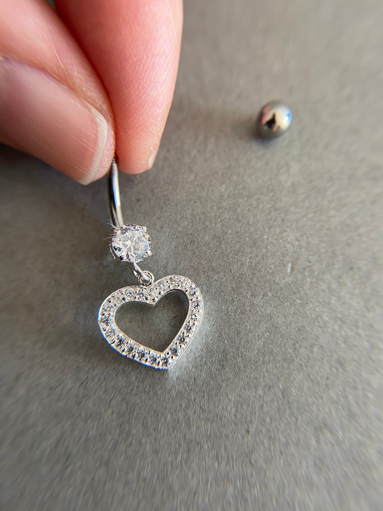 Sterling Silver CZ Heart Belly Button Rings Navel - Etsy