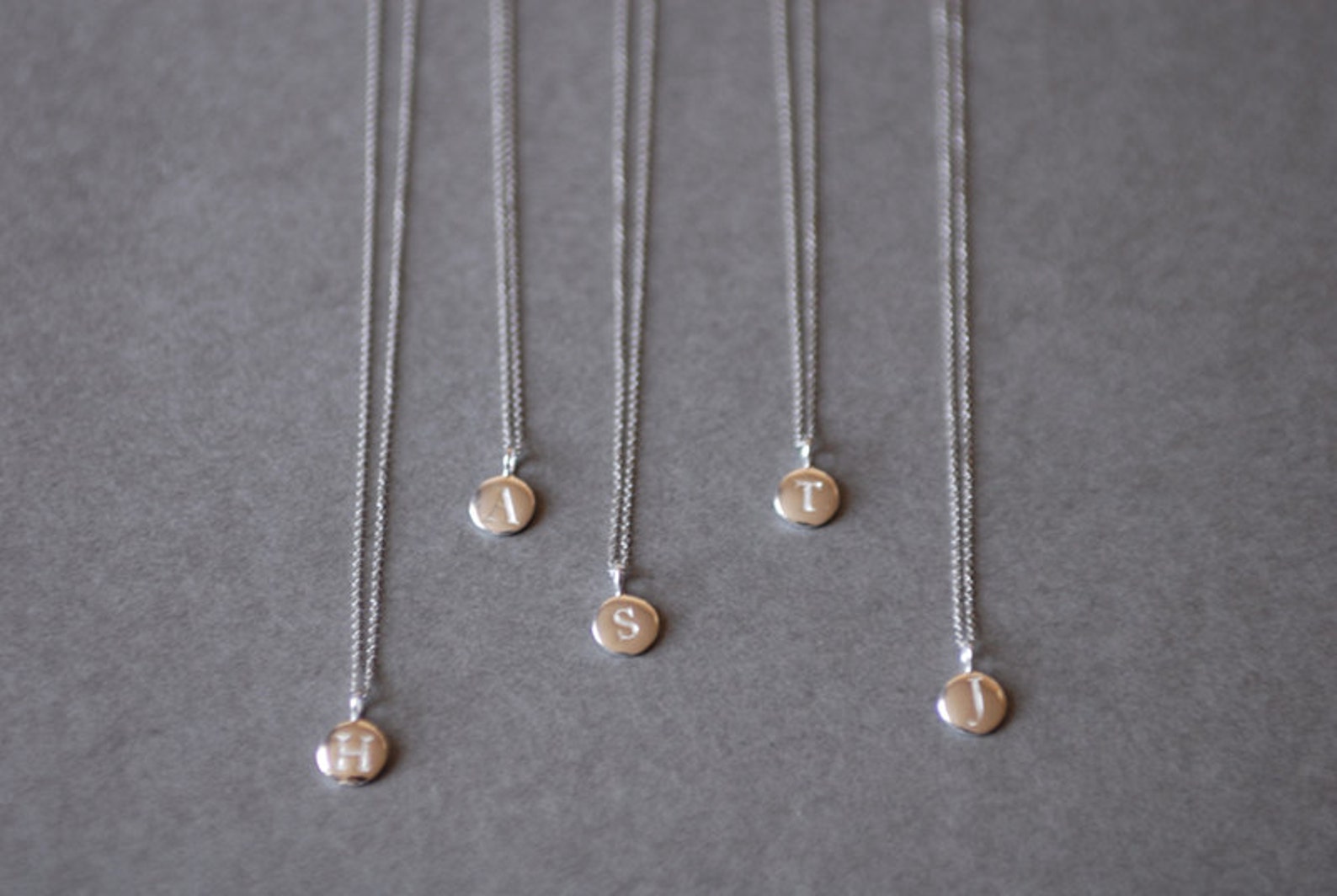 Silver Tiny Initial Necklace, Initial Disc Necklace, Custom Necklace ...