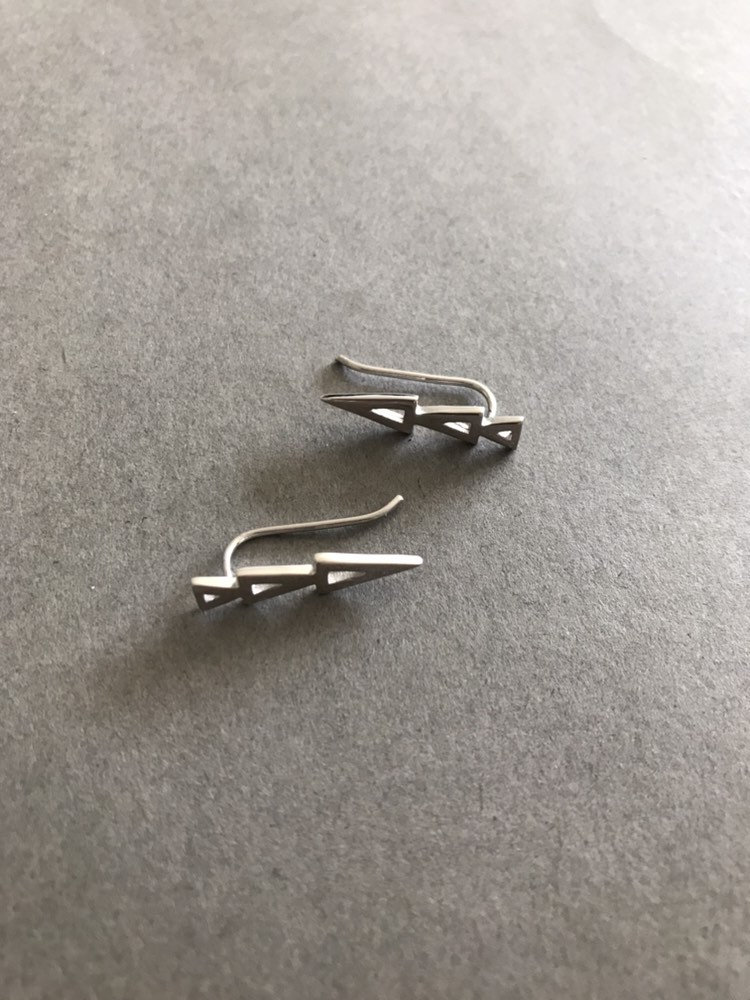 Silver Three Triangle Ear Climber Ear Crawler - Sterling Silver - Etsy