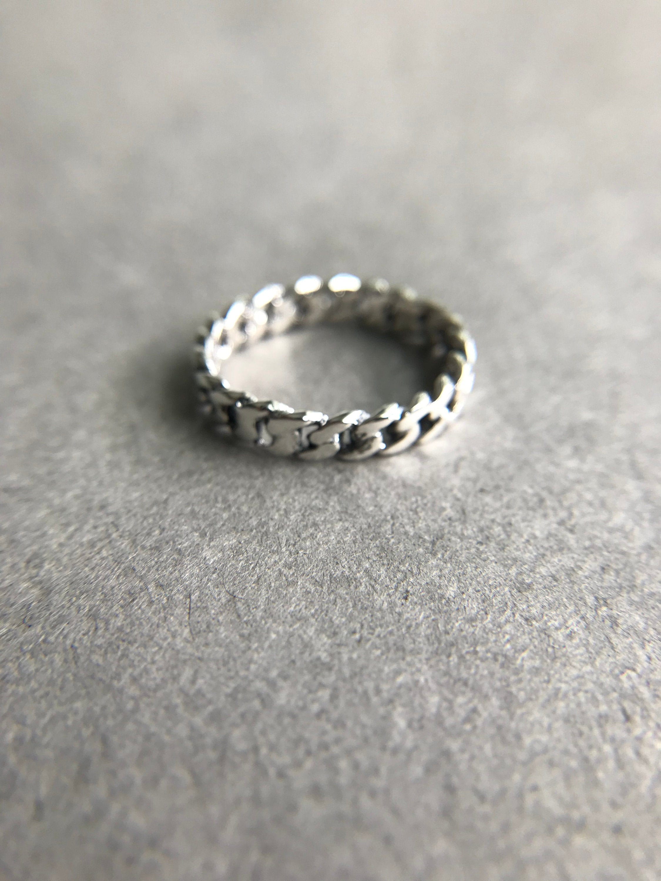 Silver Thick Chain Rings Sterling Silver r1013-3mm | Etsy