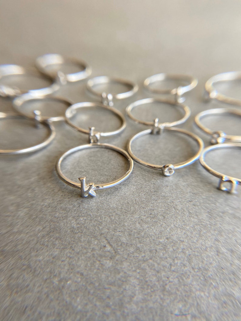 Silver Initial Midi Ringtiny Initial Ring Silver Letter - Etsy