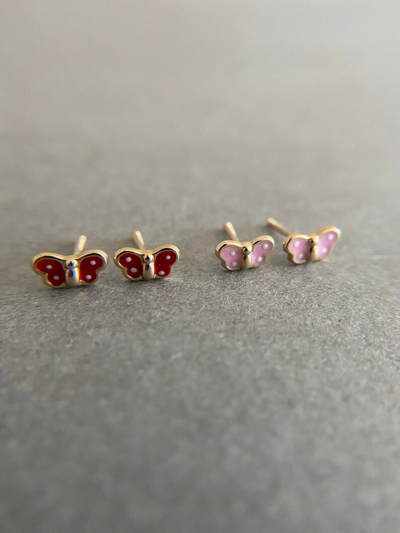 SCREW BACK/14K Solid Gold Butterfly Stud Earrings 14K Solid - Etsy