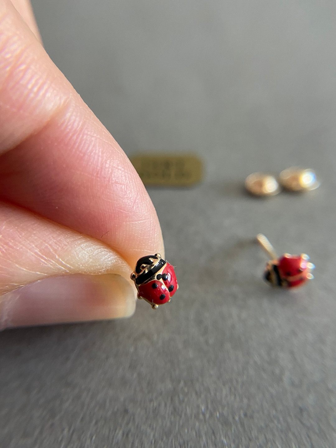 SCREW BACK/14K Solid Gold Tiny Ladybug Stud Earrings - 14K Solid Gold ...