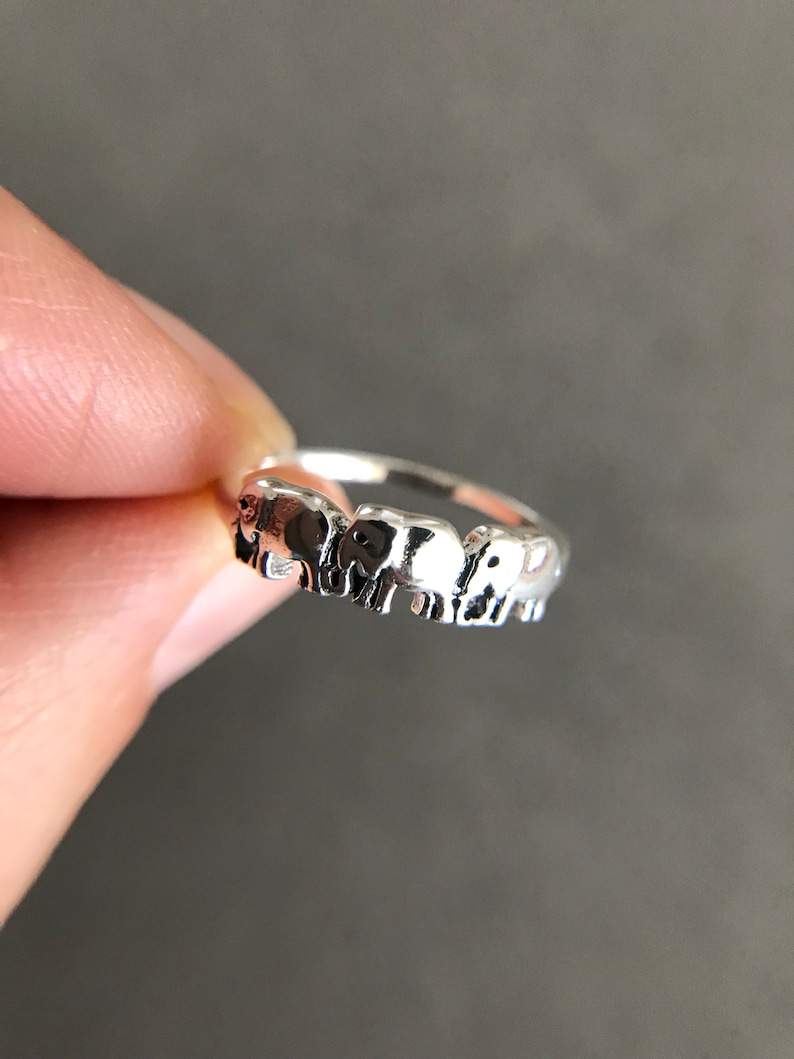 Sterling Silver Elephants Ring, Simple Minimalist Ring - Sterling ...