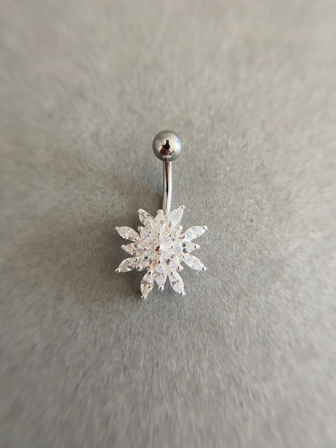 Sterling Silver CZ Flower Belly Button Rings, Navel Piercing,belly ...
