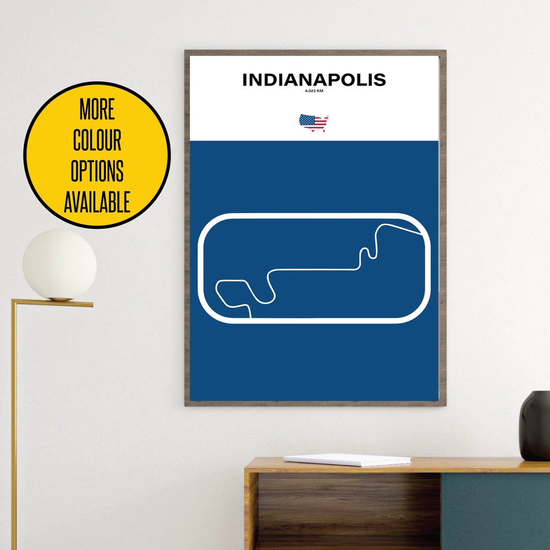 CANVAS INDIANAPOLIS Indie 500 Race Track Minimal Minimalist Print ...