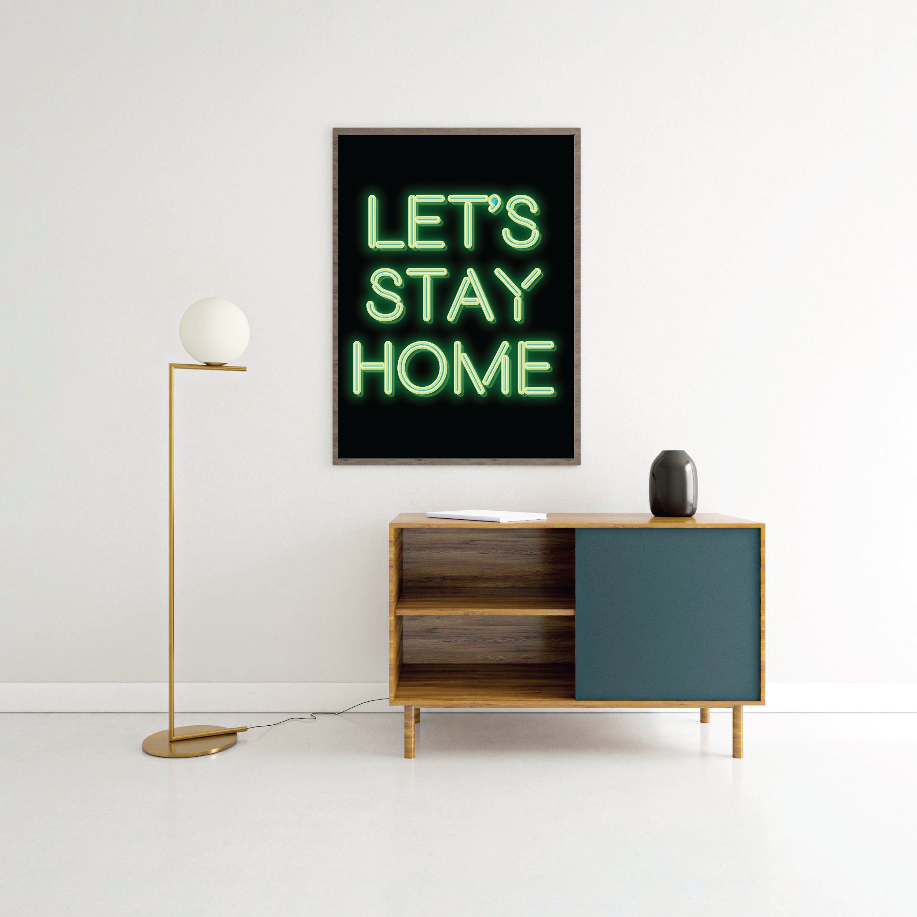 CANVAS Lets Stay Home Neon Sign Art Poster Print - Etsy UK