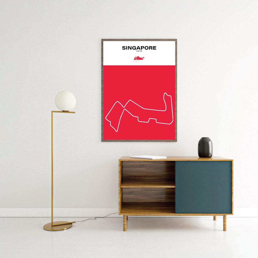 CANVAS F1 Style Singapore Race Track Minimal Minimalist Print Poster ...