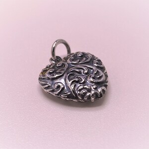 Vintage Sterling Silver Carved Heart Pendant. - Etsy