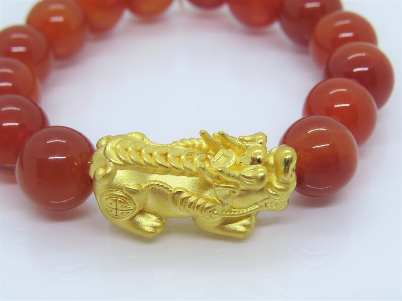 Vintage 24K 9999 Yellow Gold 3D Pixiu With Carnelian Bead - Etsy
