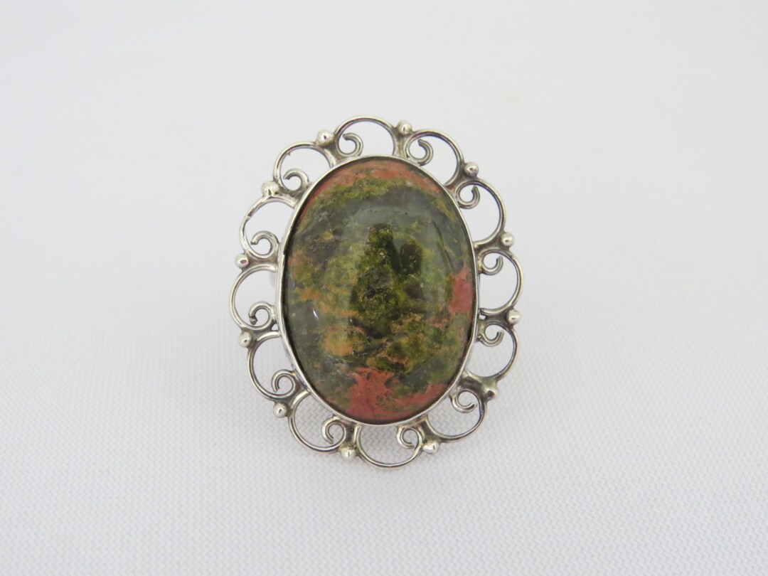 Vintage Artisan Sterling Silver Cabochon Adjustable Ring Size 8 - Etsy
