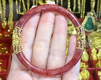 Vintage 15K 610 Solid Gold Translucent Red Jadeite Jade Vintage 15K 610 Solid Gold Translucent Red Jadeite Jade