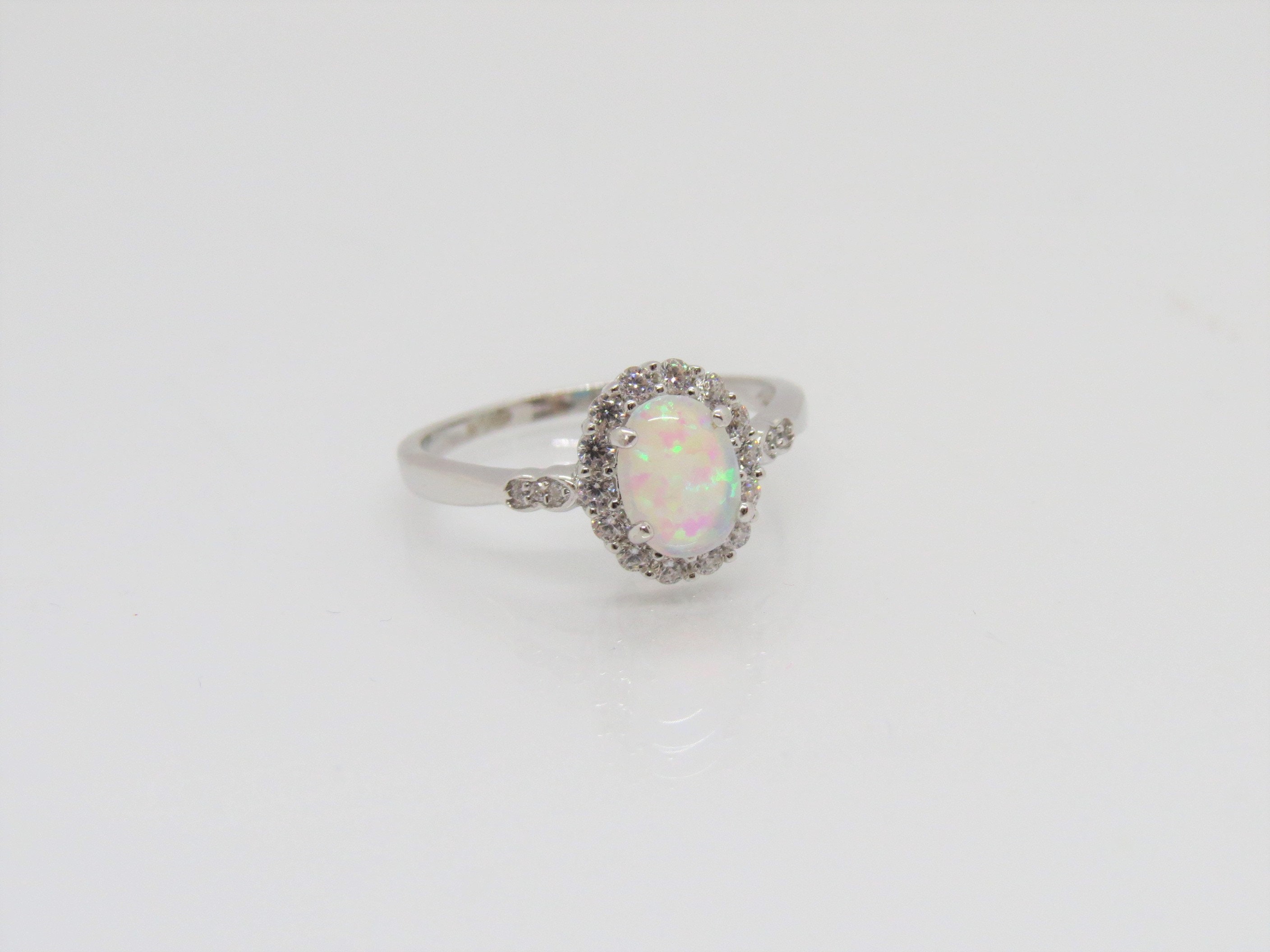 Vintage Sterling Silver White Opal & White Topaz Ring Size 7 | Etsy