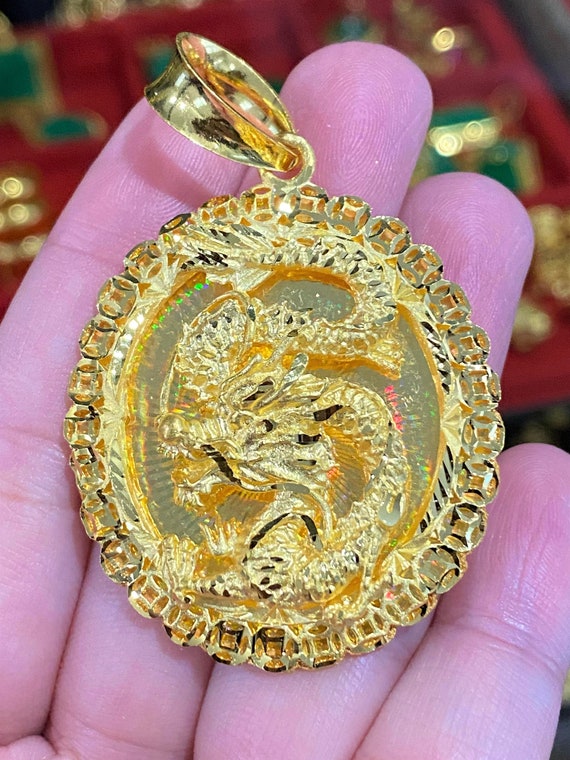 Vintage 24K 980 Solid Pure Gold Diamond Cut Dragon Money Coin - Etsy