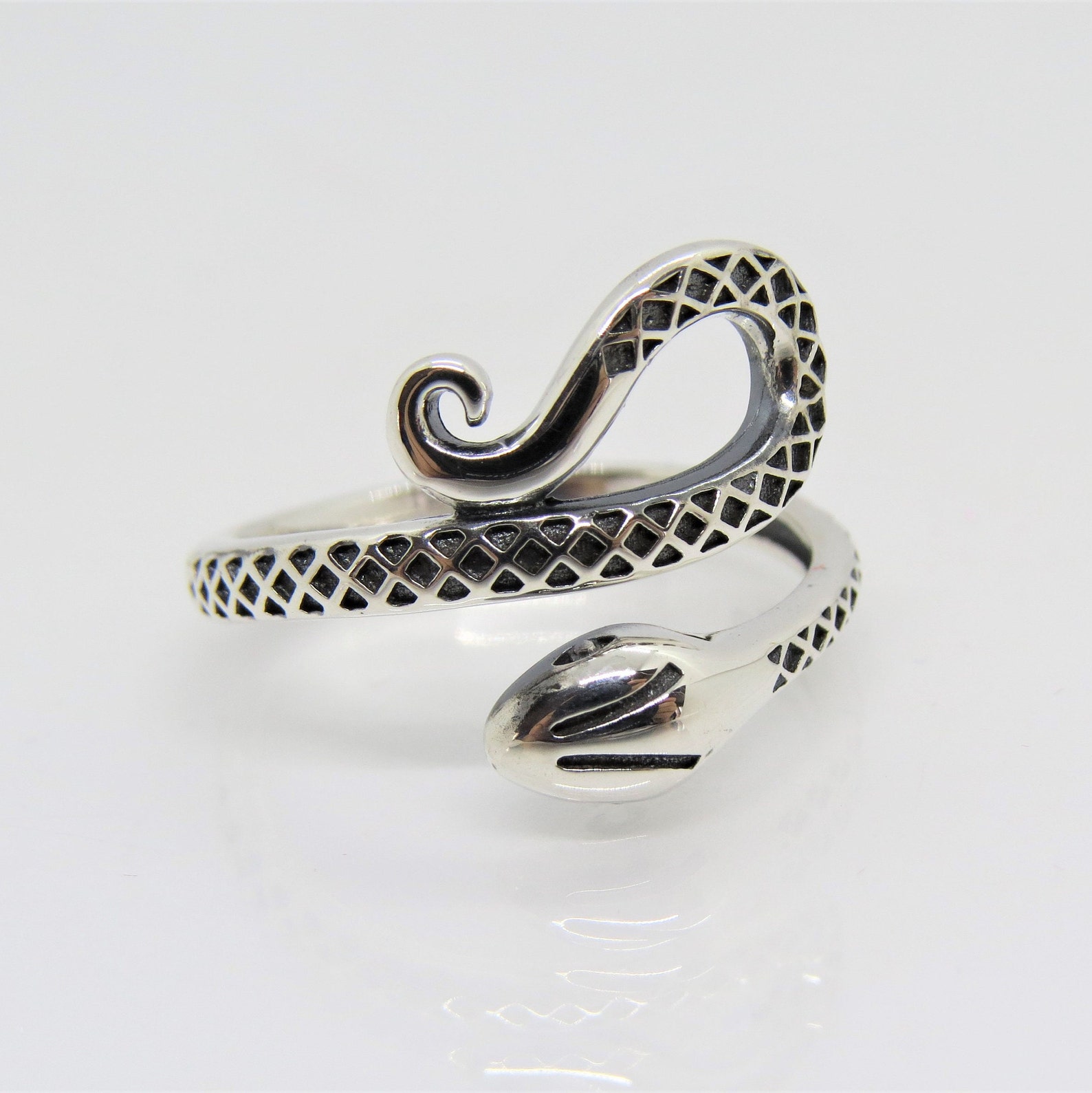 Vintage Sterling Silver Snake Ring Size 8 - Etsy